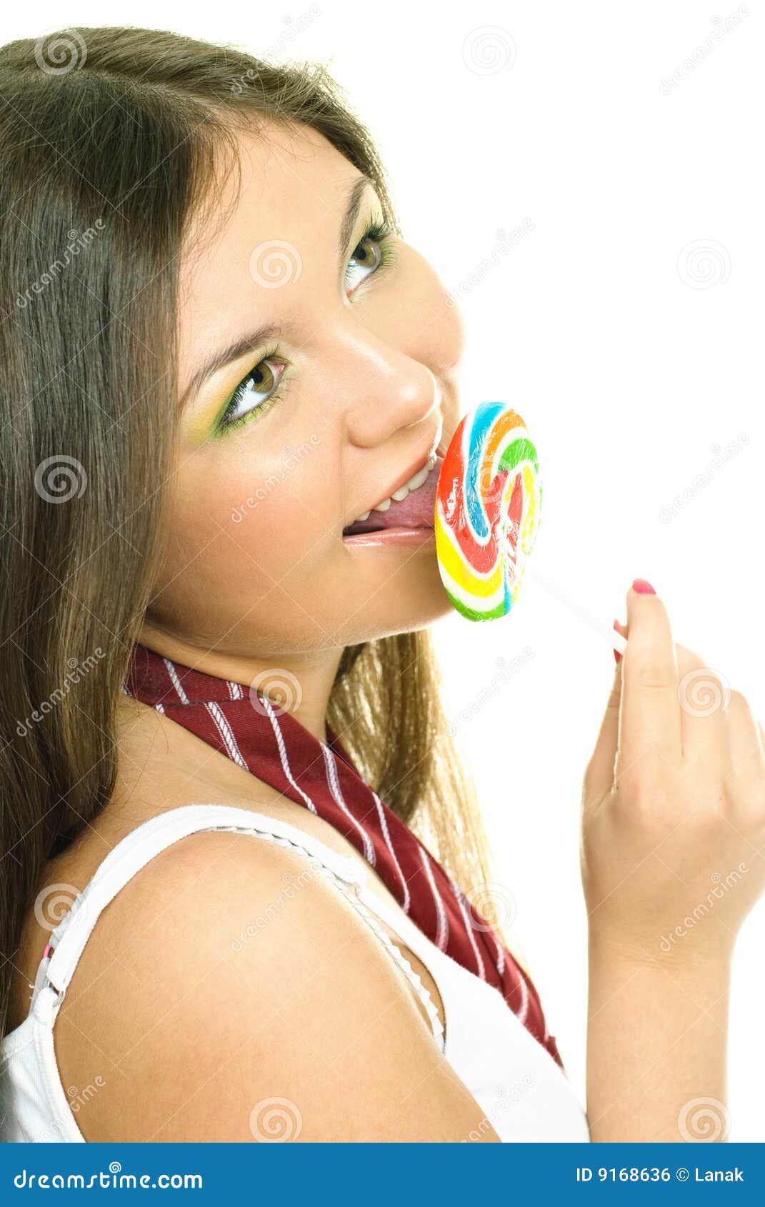 Pretty girl eating a candy stock photo. Image of hair - 9168636