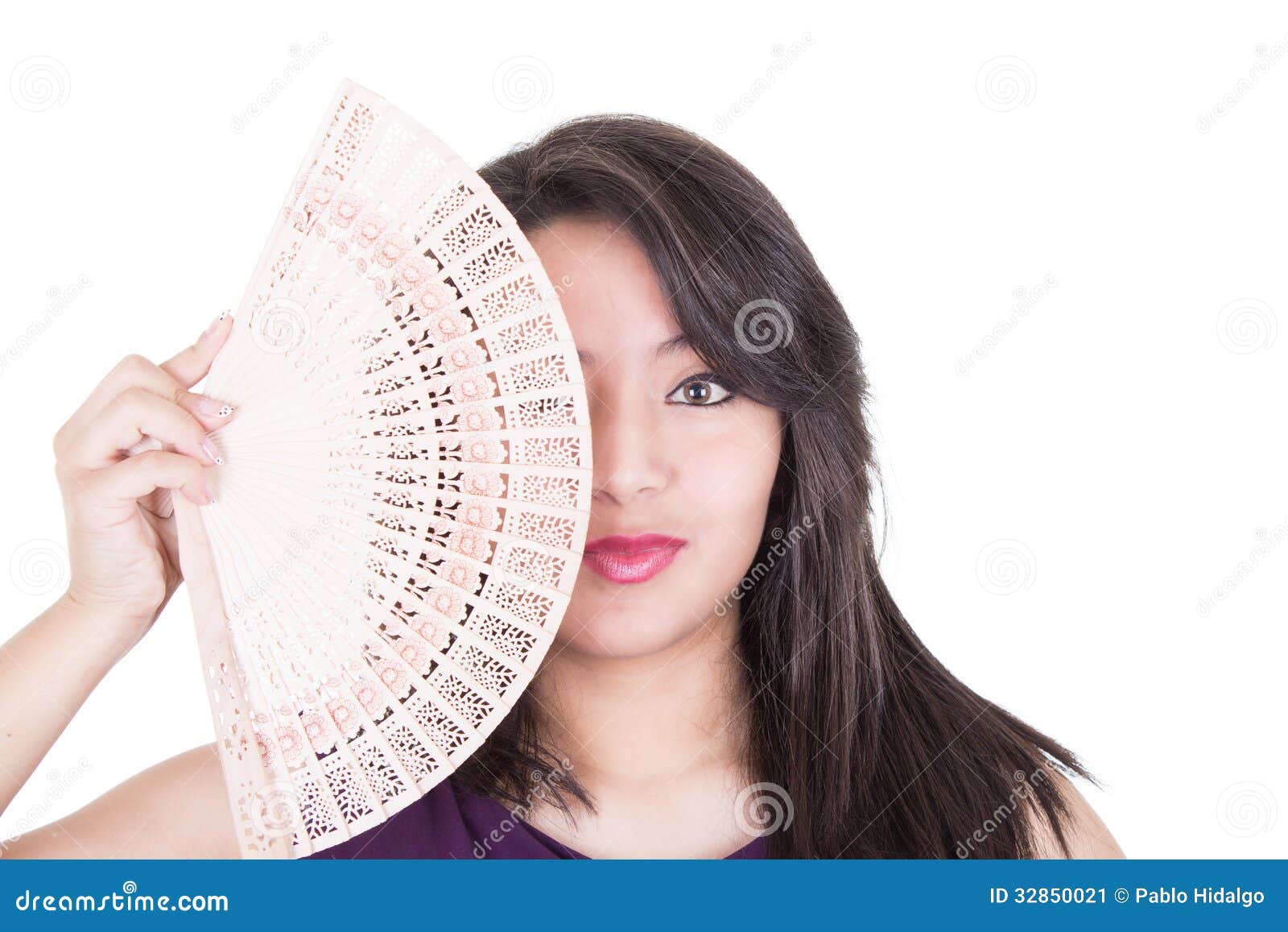 Pretty Girl Fanning Herself Stock Image - Image of caucasian, blowing ...