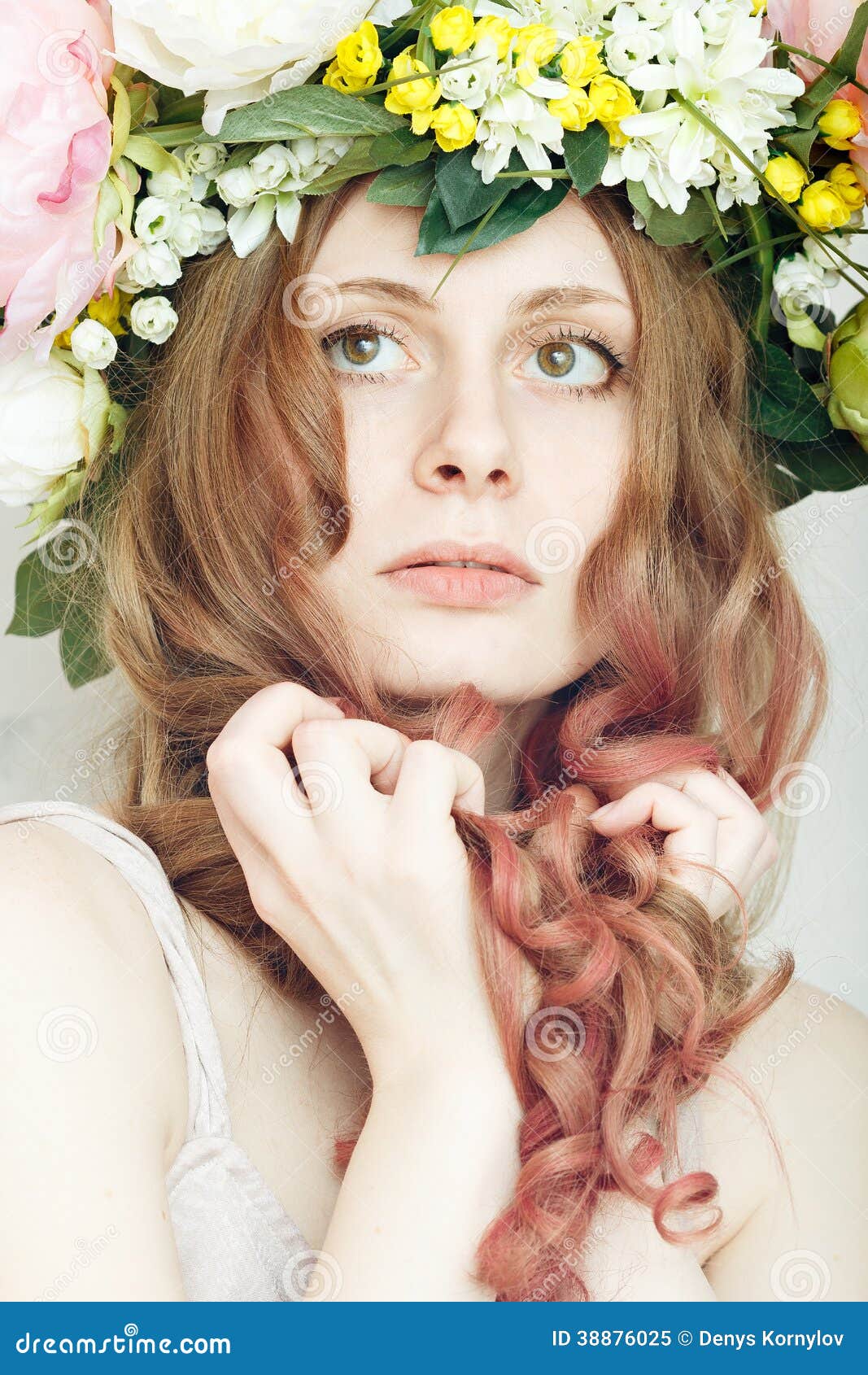 Pretty Girl with Flower Crown on Head Stock Image - Image of natural ...