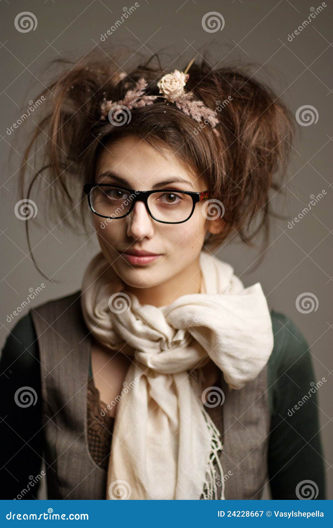 Pretty girl in glasses stock image. Image of dark, mouth - 24228667