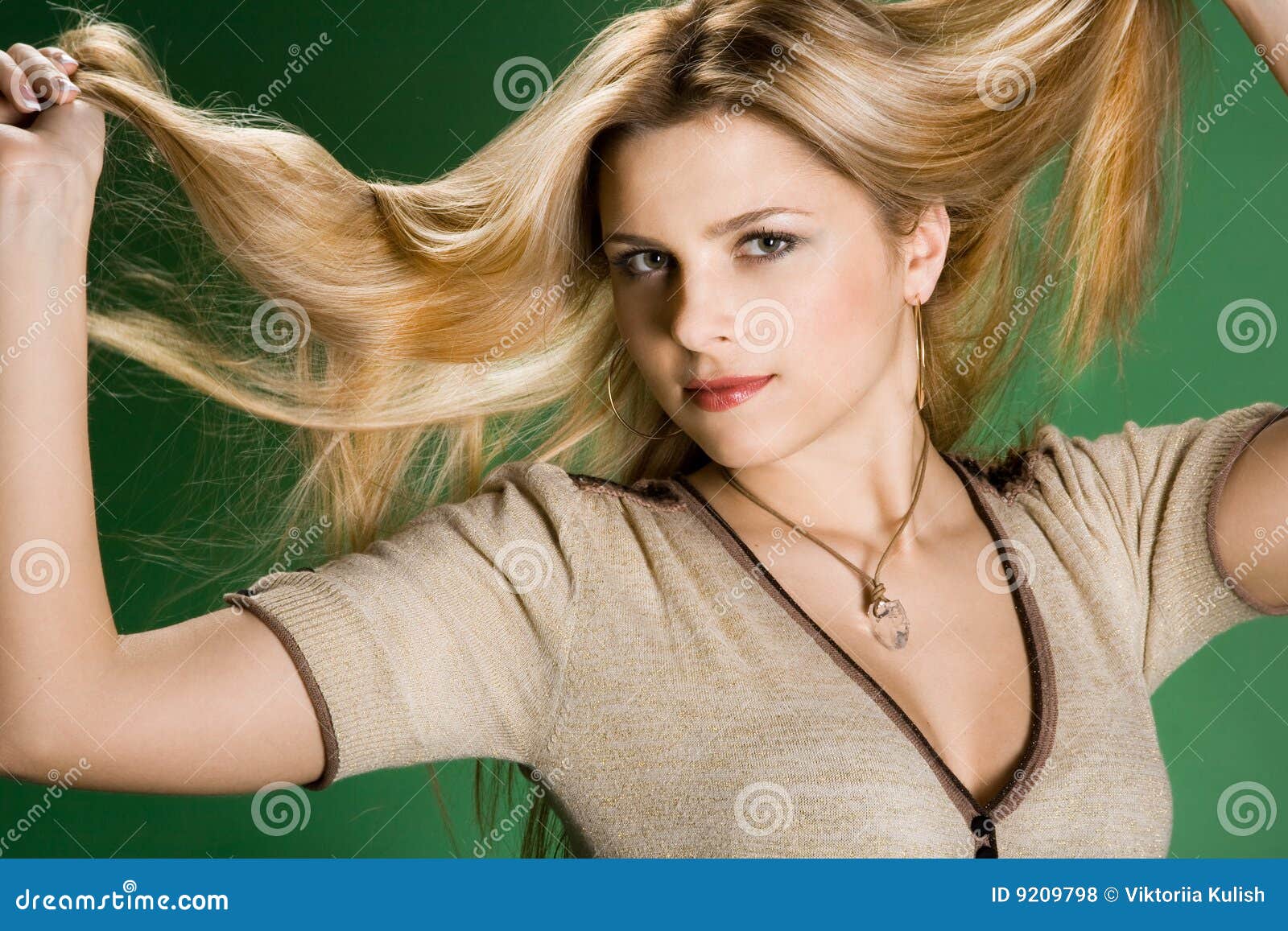 Pretty girl on green stock photo. Image of body, green - 9209798