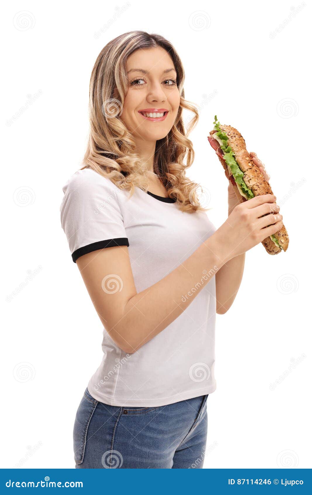Pretty Girl Having a Sandwich Stock Photo - Image of lifestyle, blond ...