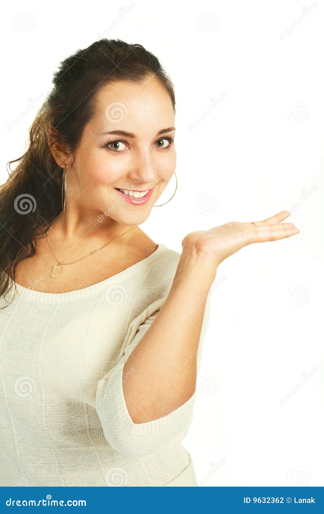 Pretty Girl with Her Hand Up Stock Photo - Image of place, girl: 9632362