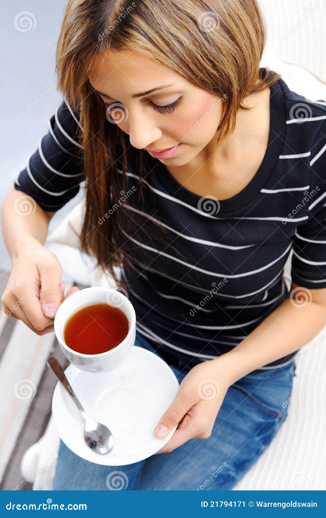Pretty Girl Holding a Cup of Tea Stock Image - Image of female ...