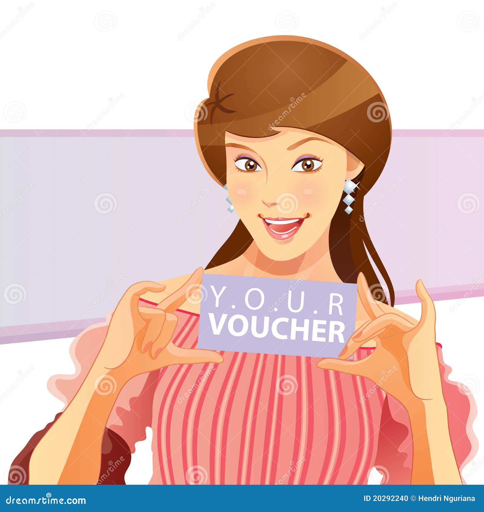 Pretty Girl Holding Voucher Stock Vector - Illustration of feminine ...