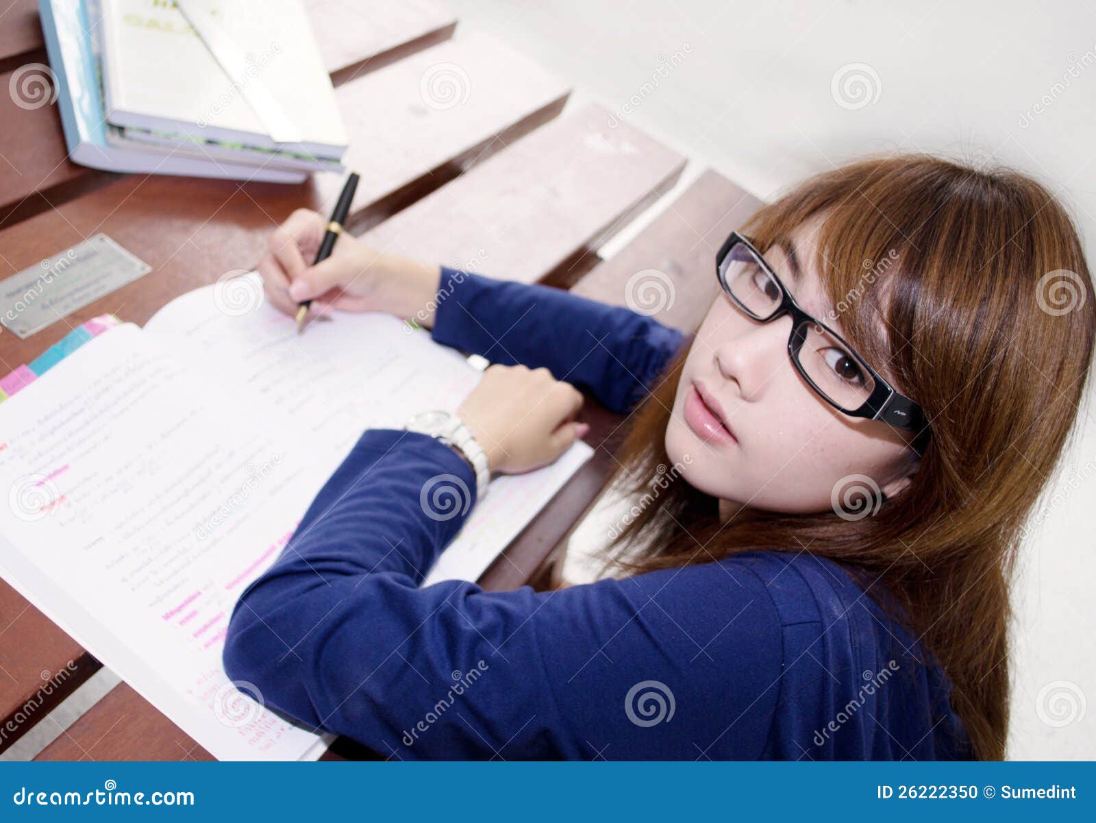 Pretty girl and homework stock photo. Image of student - 26222350