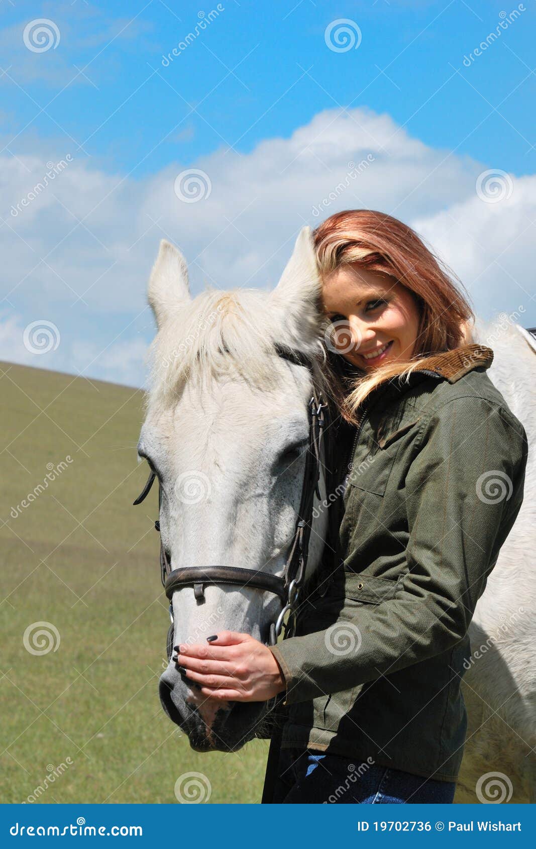 Pretty girl with Horse stock photo. Image of horse, field - 19702736