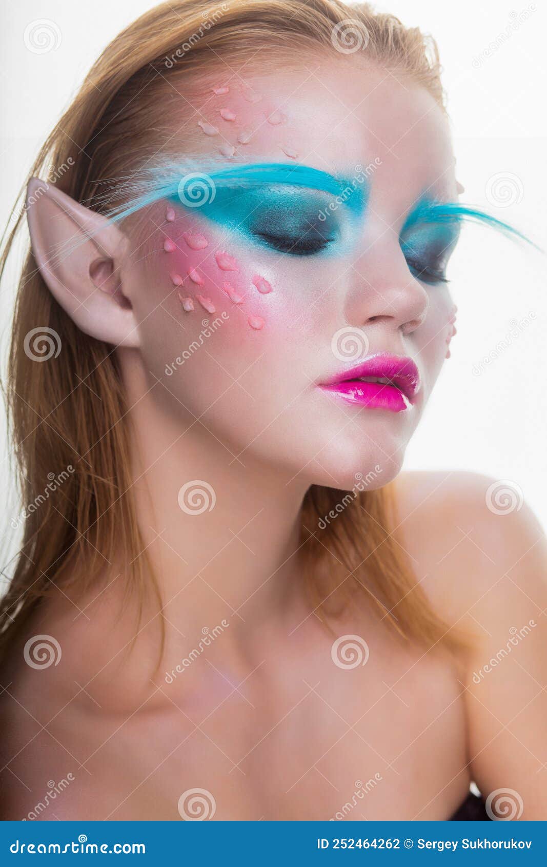 Pretty Girl in the Image of an Elf Stock Photo - Image of blue ...