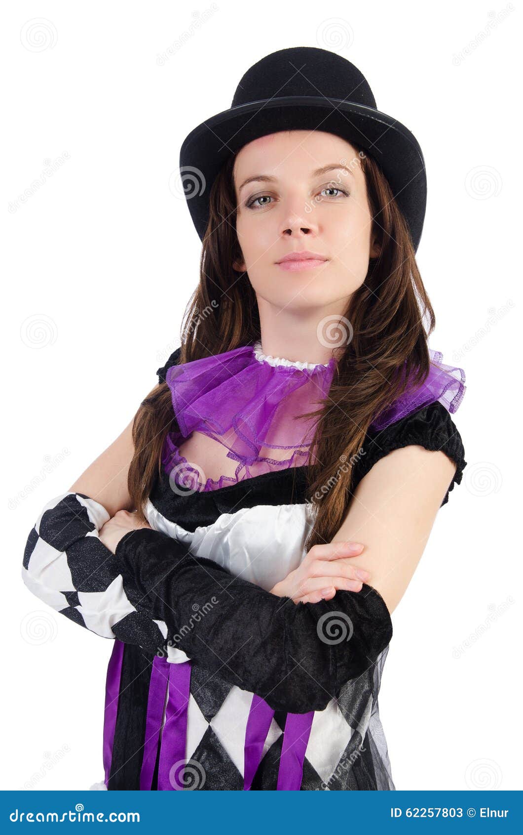 The Pretty Girl in Jester Costume Isolated on Stock Image - Image of ...