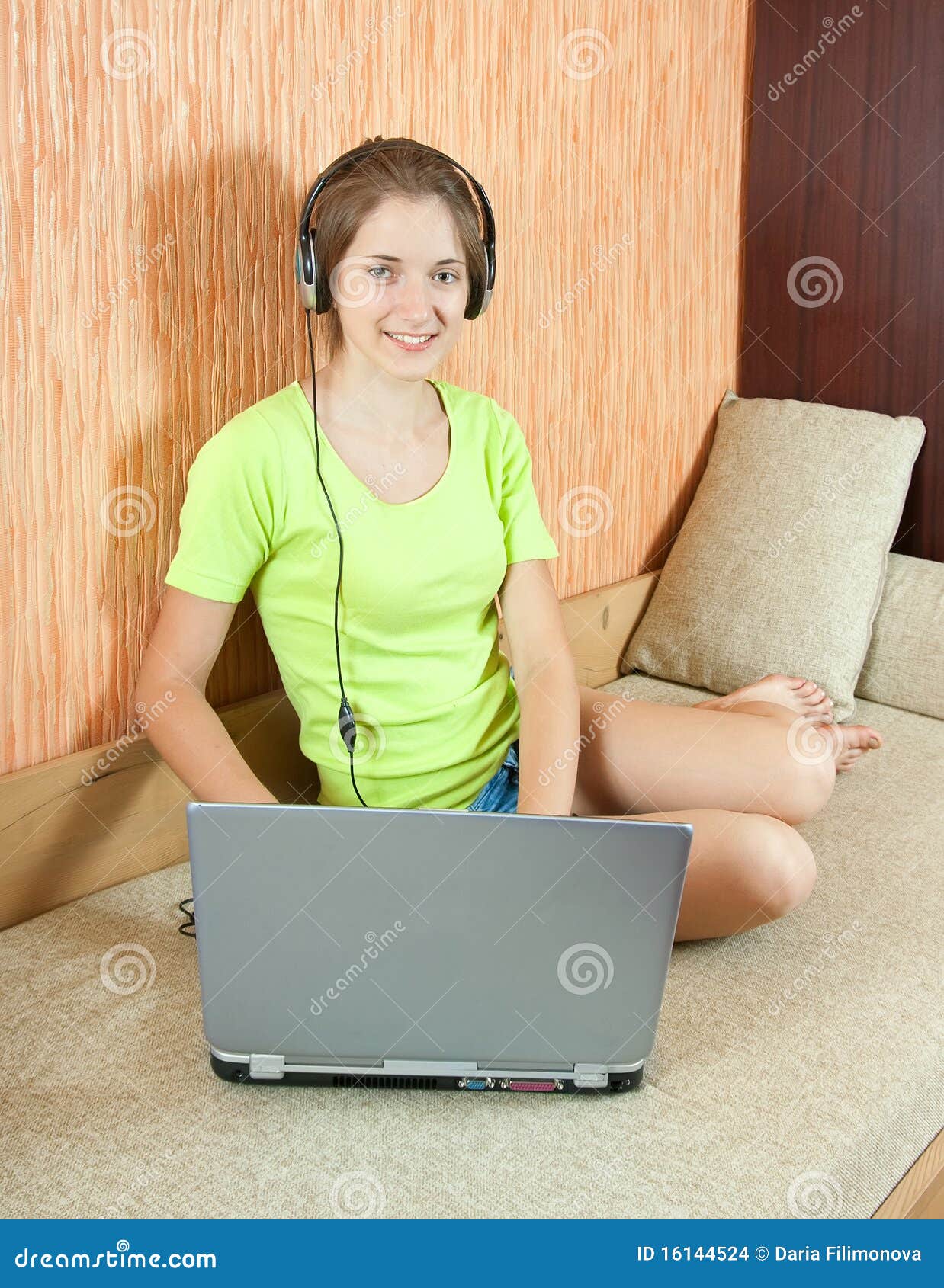 Pretty girl with laptop stock photo. Image of computer - 16144524