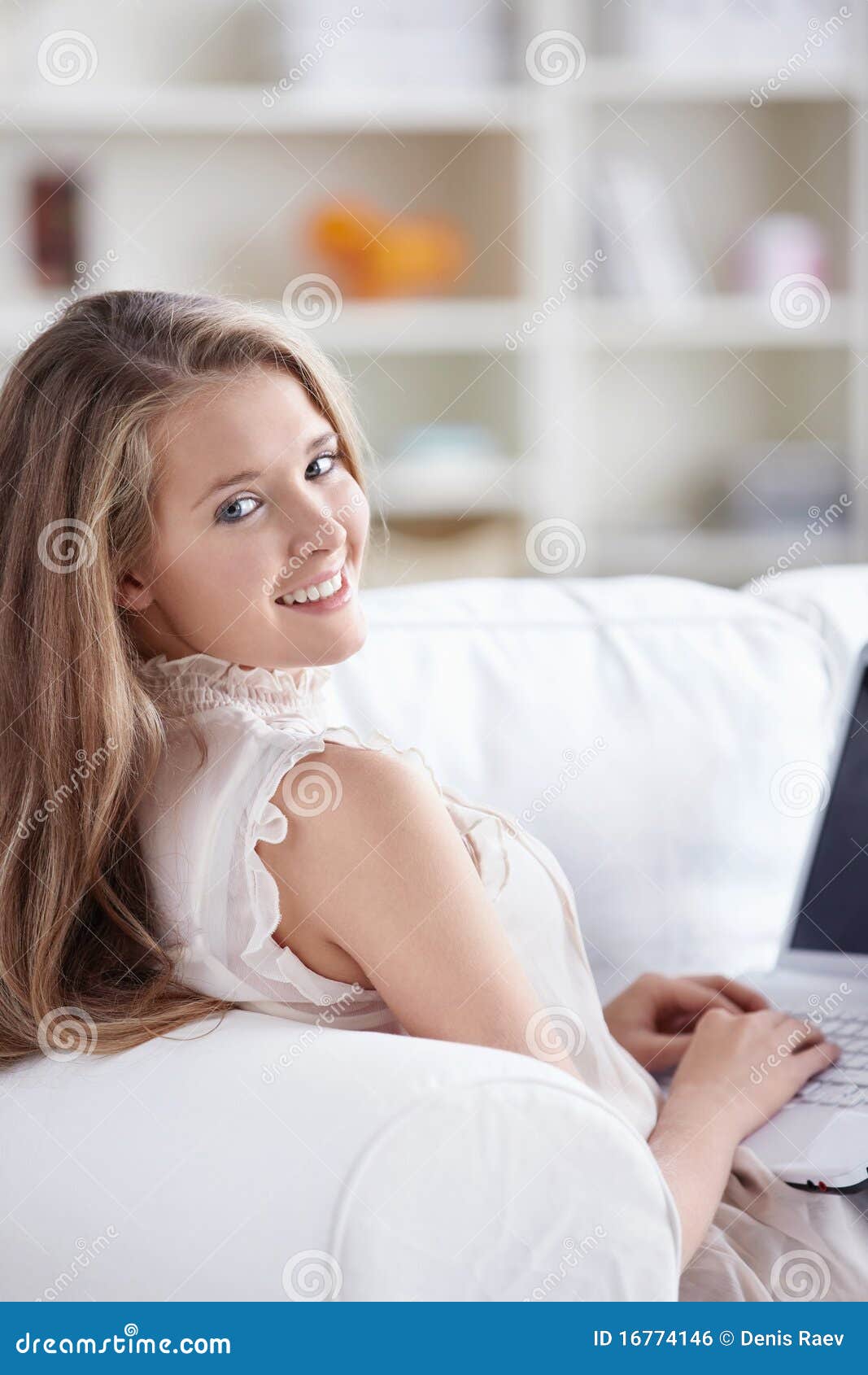 Pretty girl with laptop stock photo. Image of laptop - 16774146
