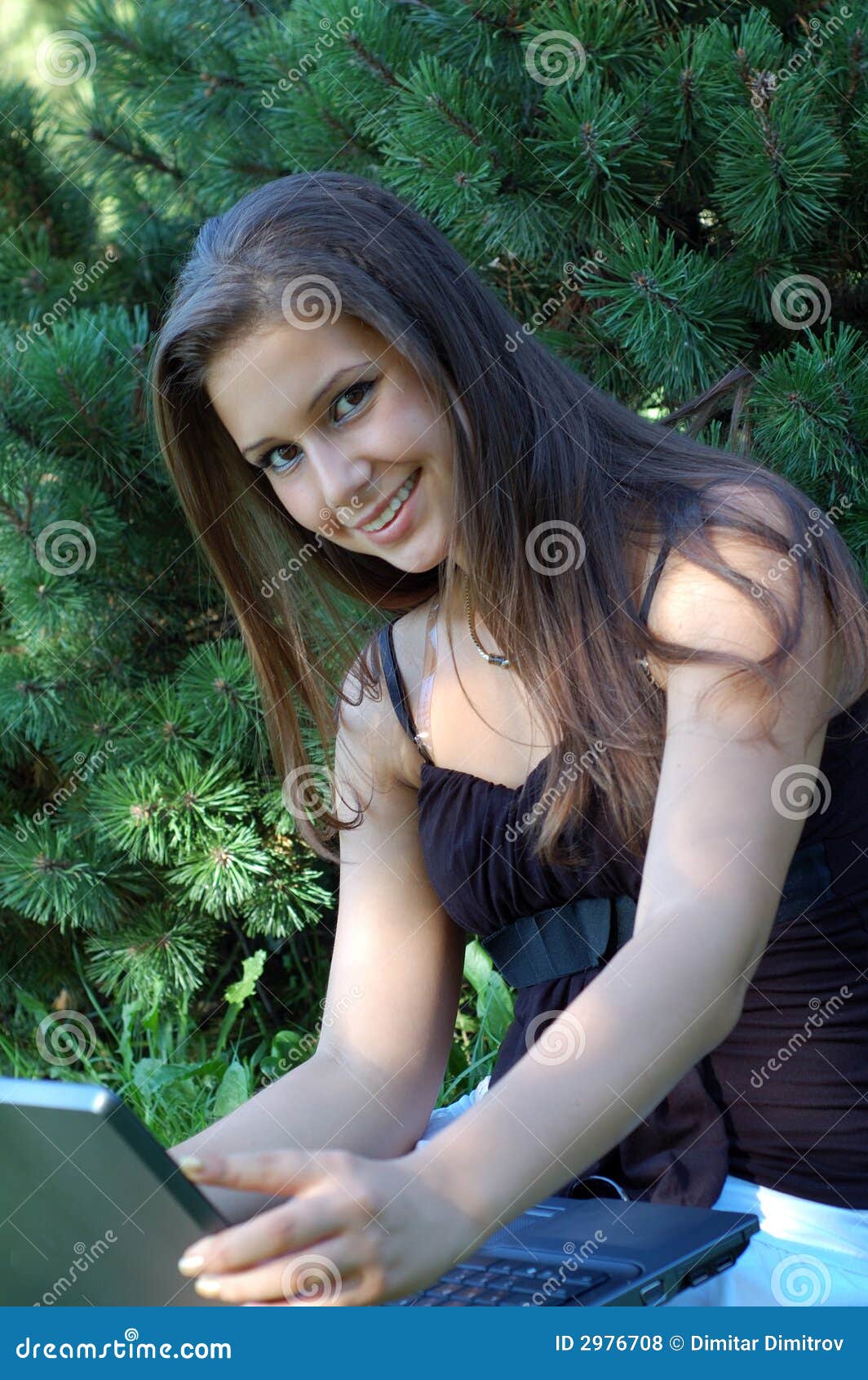 Pretty girl with laptop stock photo. Image of reflected - 2976708