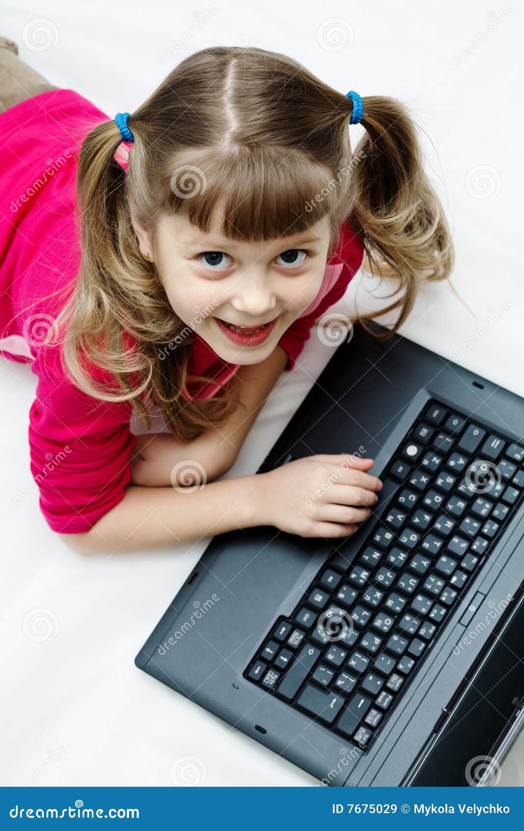 Pretty girl with laptop stock image. Image of learning - 7675029
