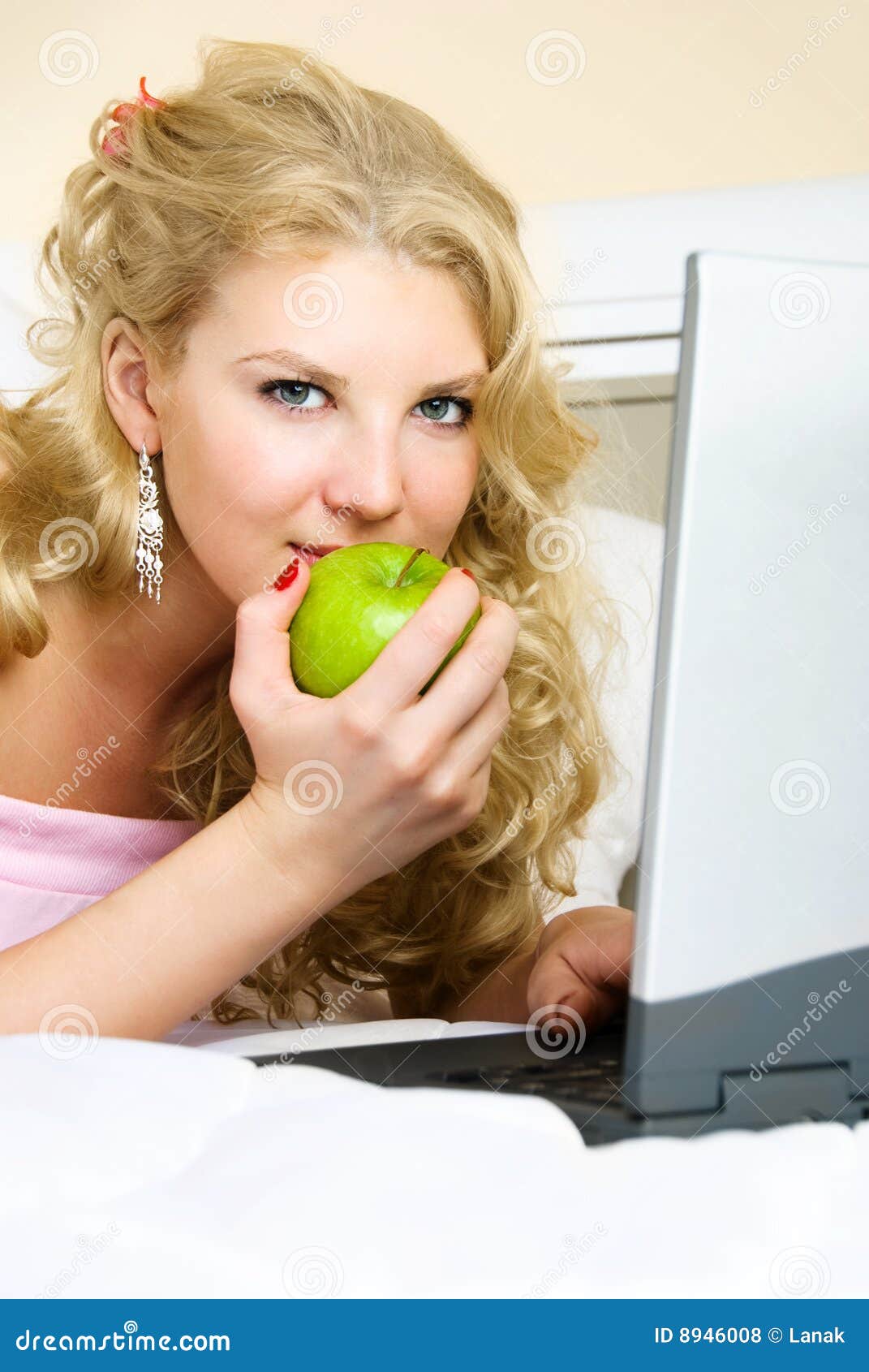 Pretty girl with a laptop stock photo. Image of communication - 8946008