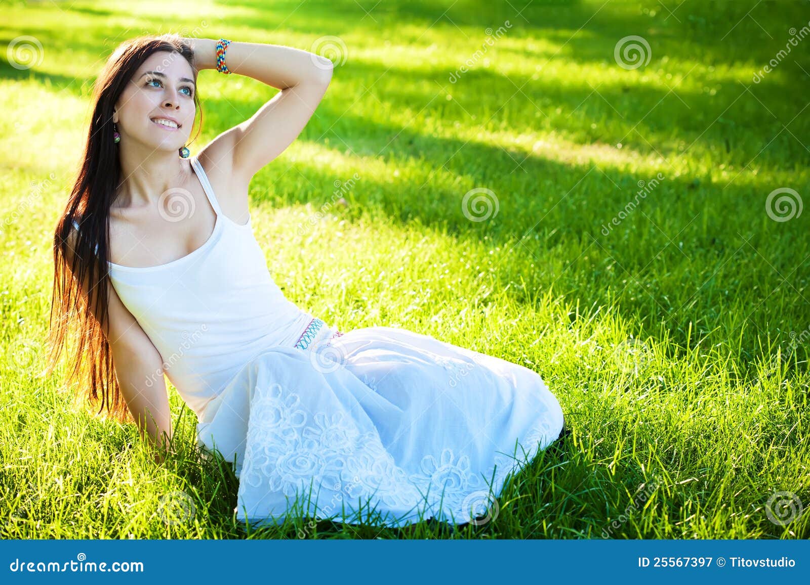 Pretty Girl Laying on the Grass Stock Image - Image of lifestyle, cute ...