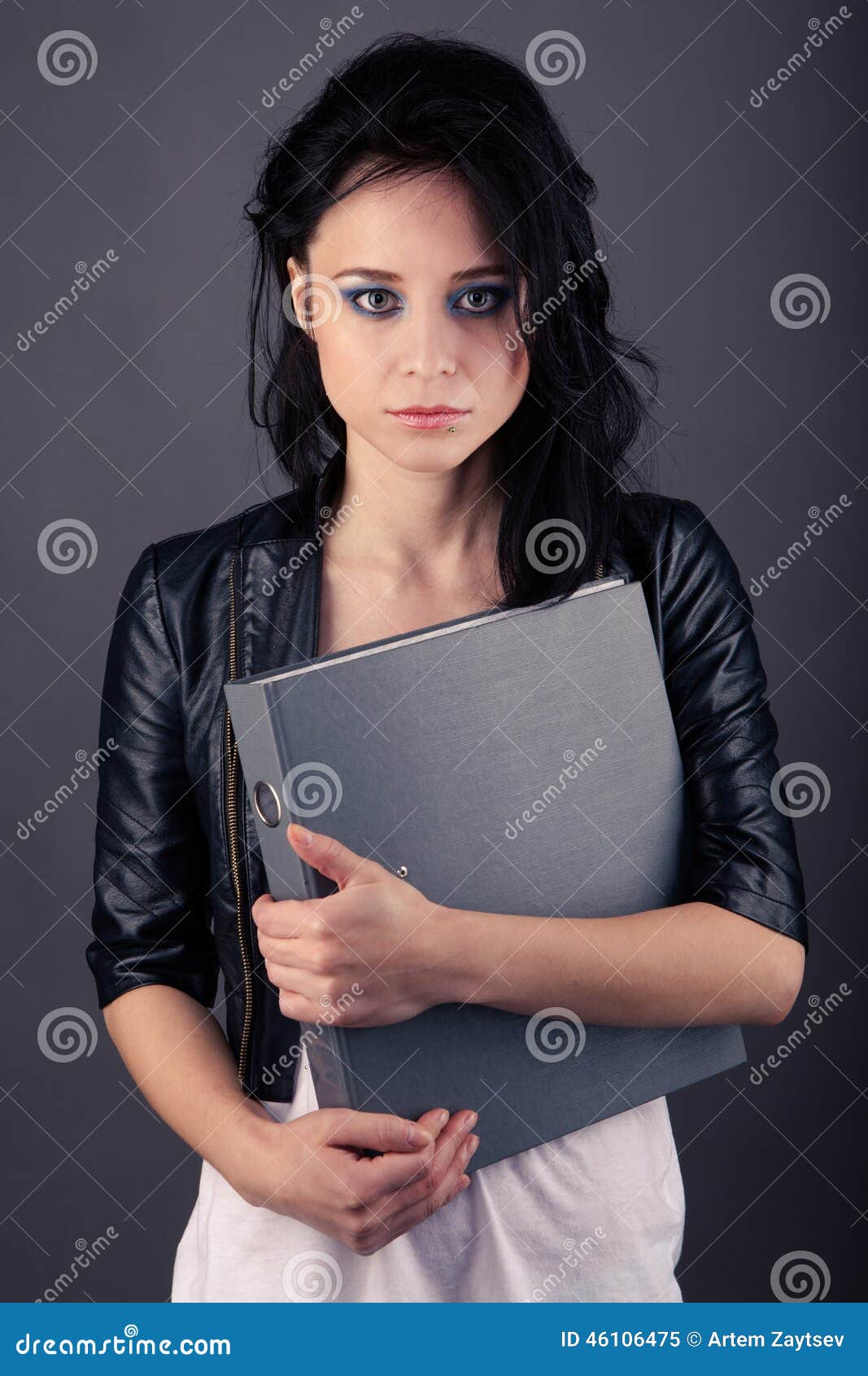 Pretty Girl Leather Jacket Folder Papers Photos - Free & Royalty-Free ...