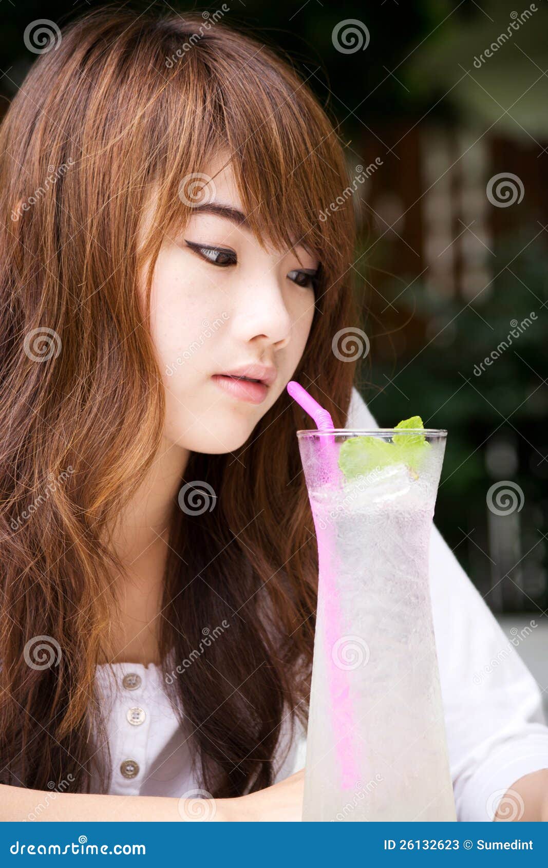Pretty Girl with Lemonade Soda Stock Image - Image of youth, female ...