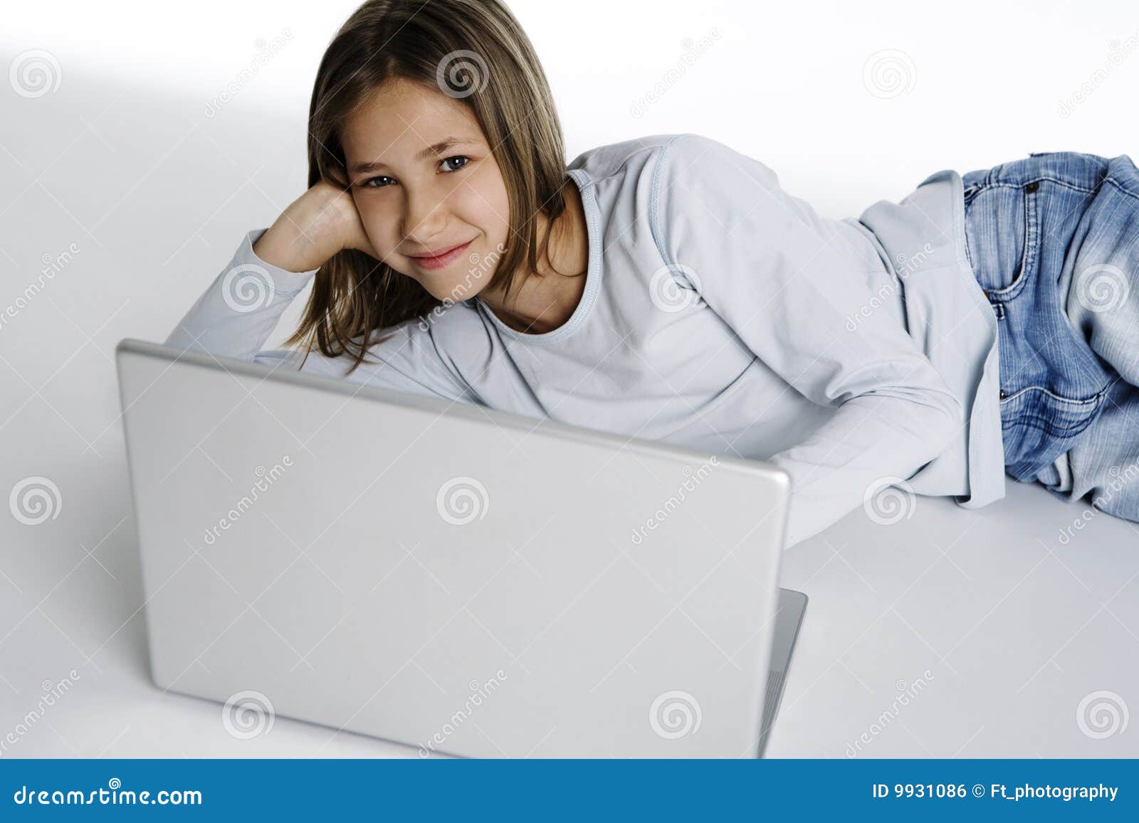 Pretty Girl Looking Happy with a Laptop Computer Stock Photo - Image of ...