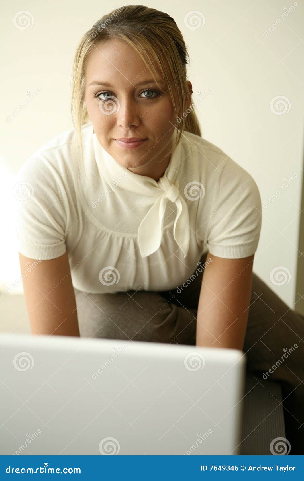 Pretty Girl Looking Over Computer Stock Photo - Image of instruct ...