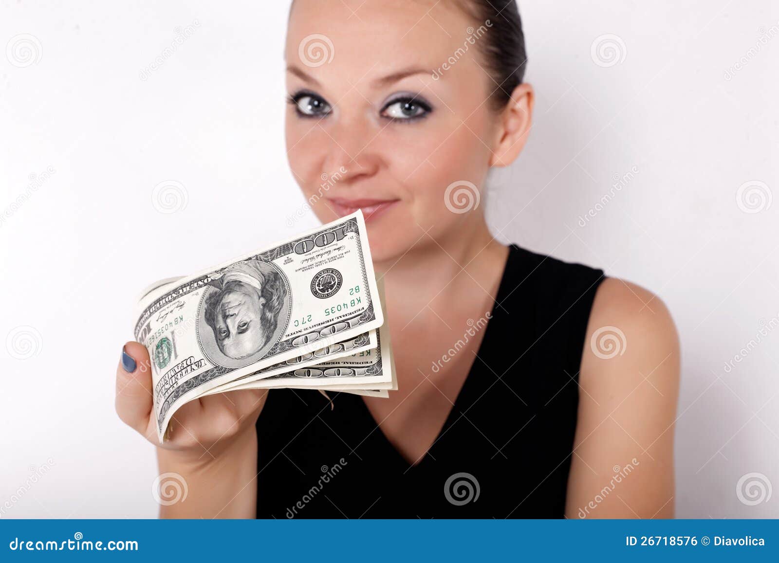 Pretty girl with money stock photo. Image of female, cash - 26718576