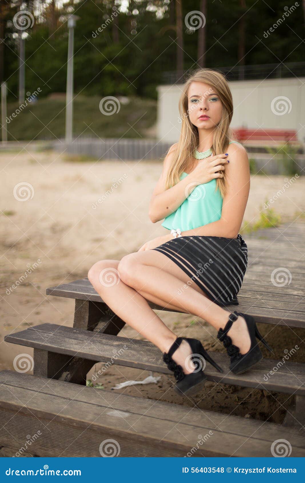 Pretty girl in park stock photo. Image of fashion, green - 56403548