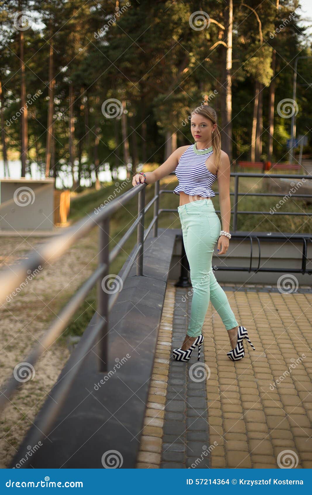 Pretty girl in park stock photo. Image of water, pretty - 57214364