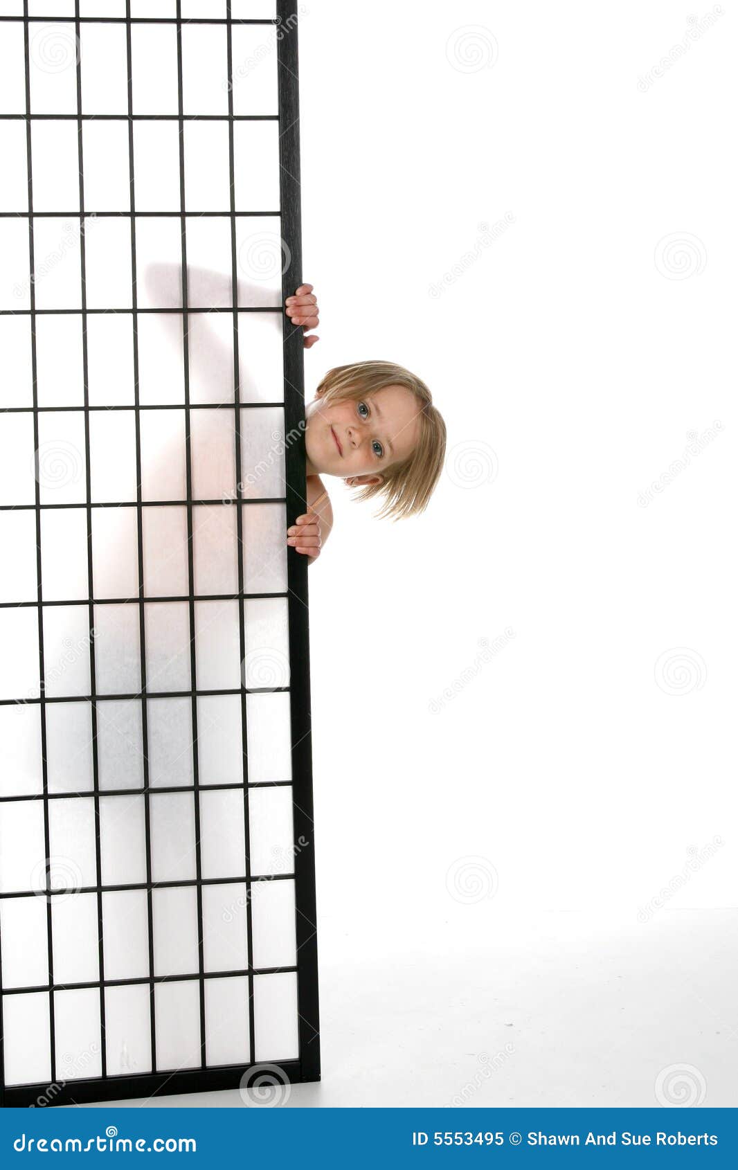 Pretty Girl Peeking Out from Behind a Screen Stock Image - Image of ...