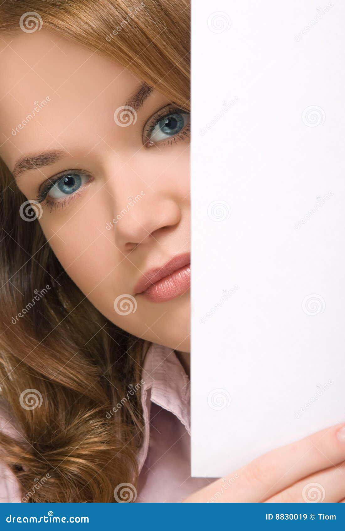 Pretty girl peering stock image. Image of surprise, showing - 8830019