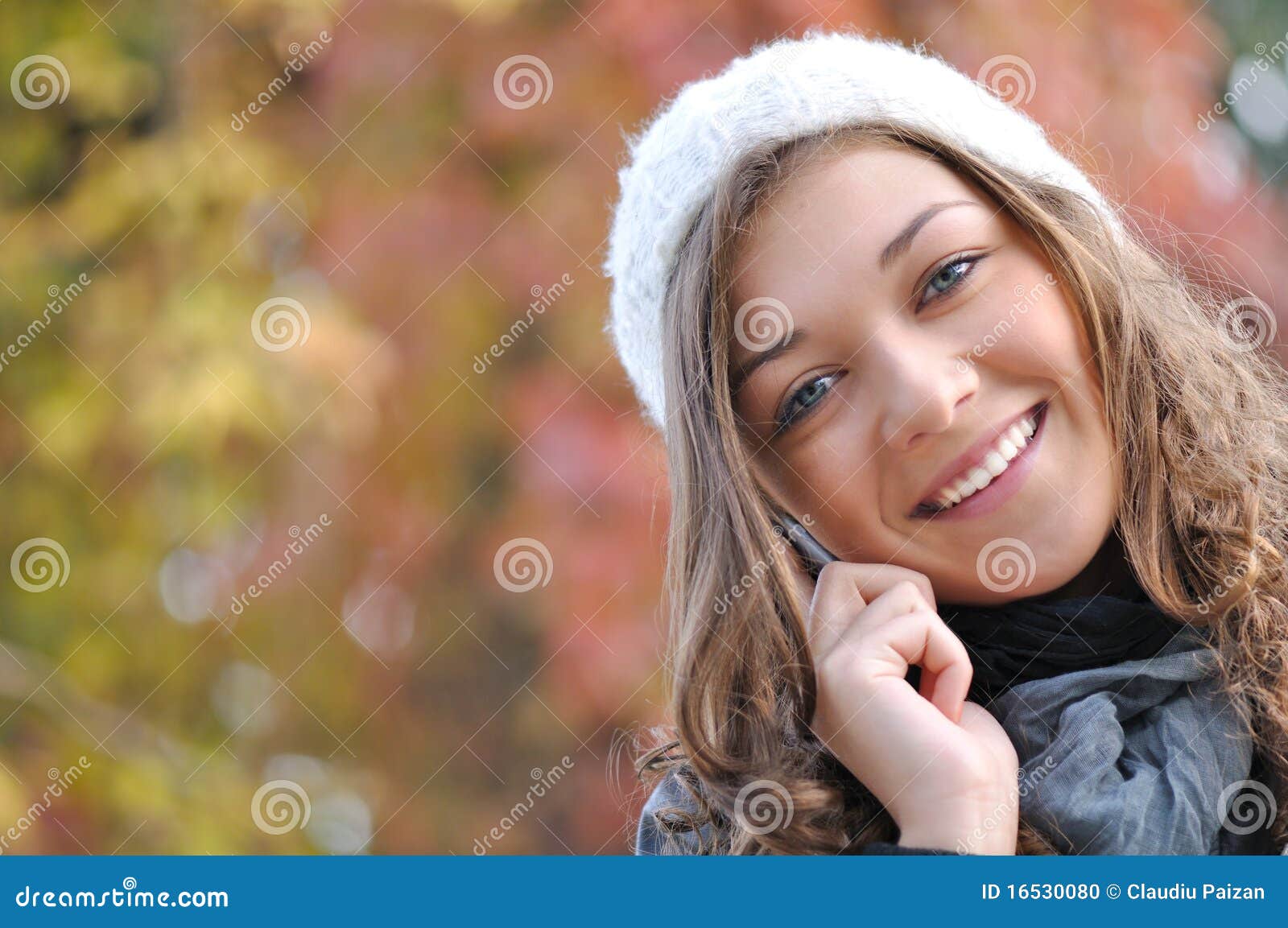 Pretty girl on phone call stock photo. Image of copy - 16530080