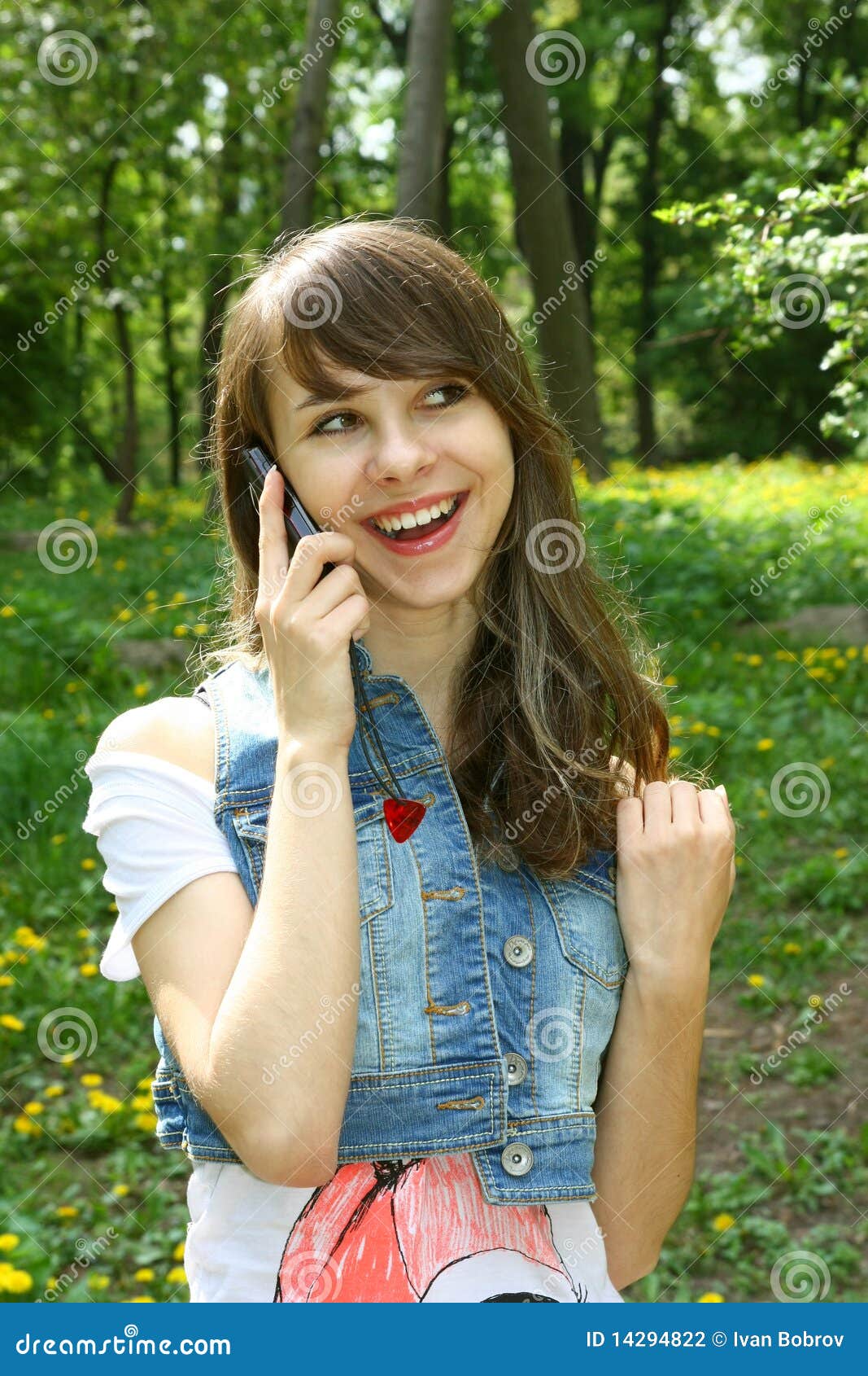 Pretty Girl with the Phone Smiling Stock Photo - Image of happy, face ...
