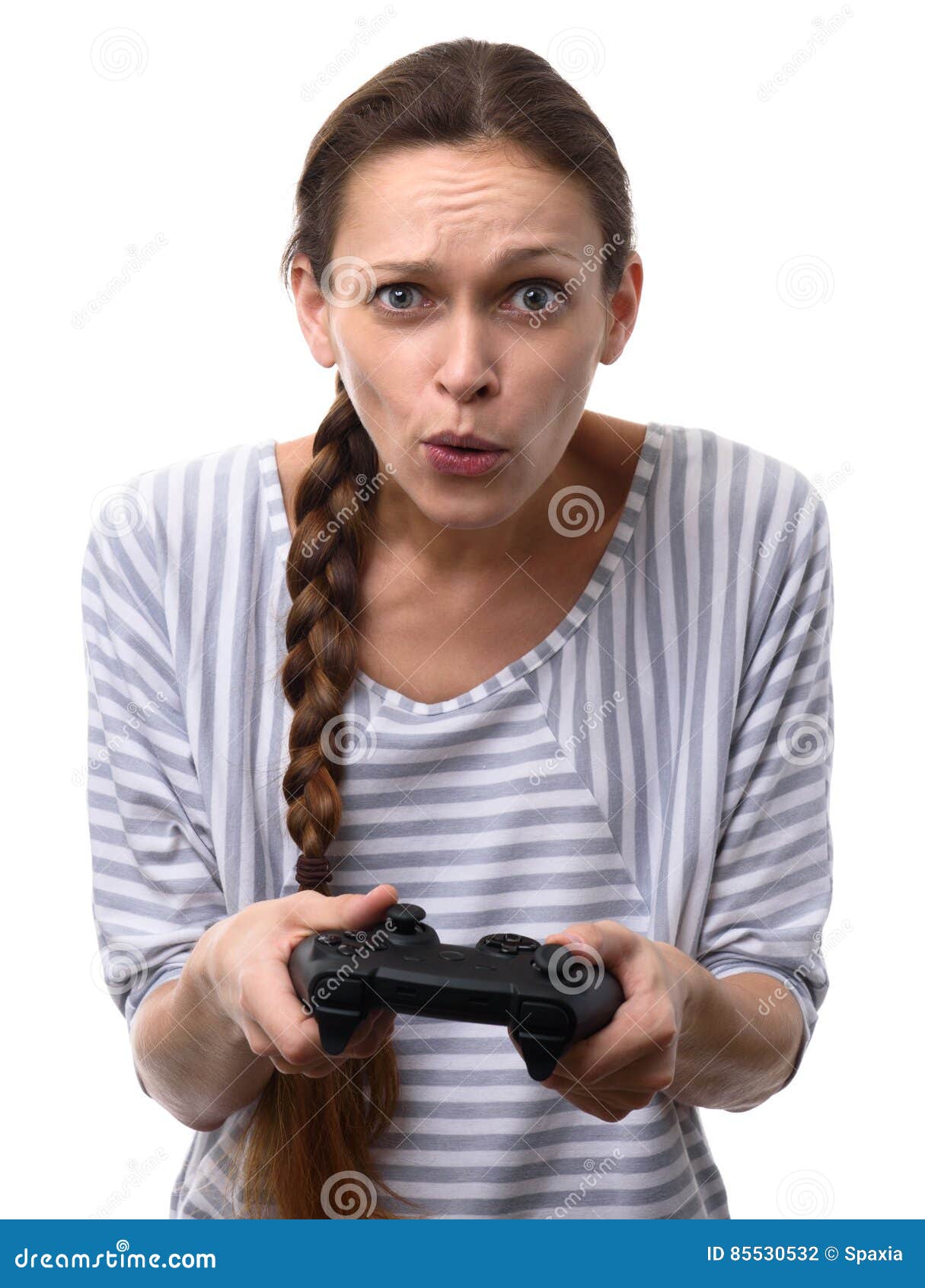 Pretty Girl Playing Computer Game Stock Photo - Image of computer, face ...