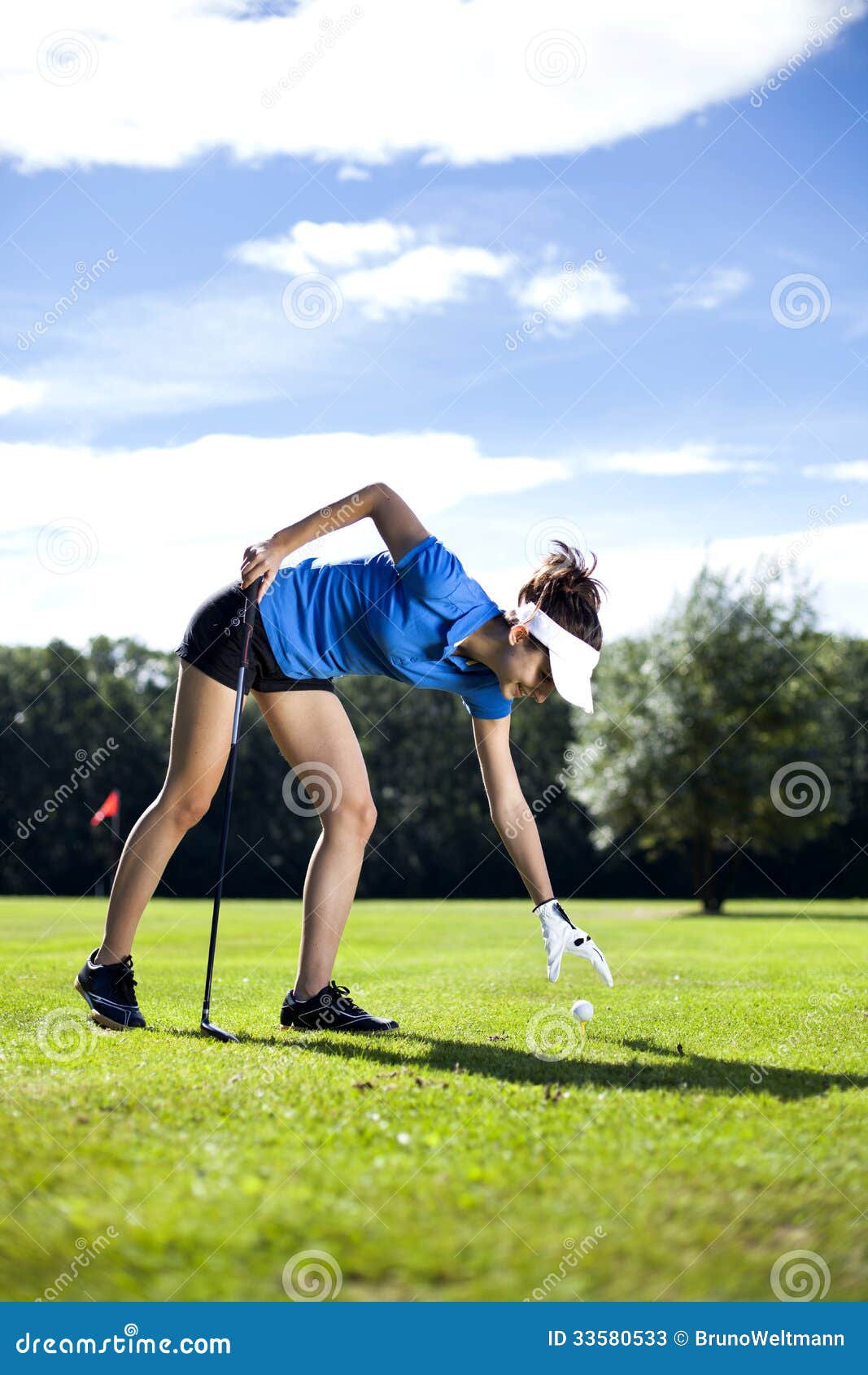 Pretty Girl Playing Golf on Grass Stock Image - Image of playing ...