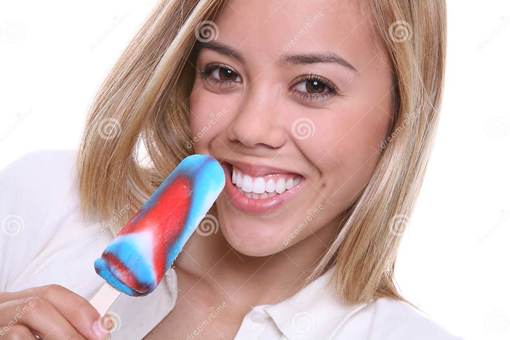 Pretty girl with Popsicle stock image. Image of sweet - 2768833