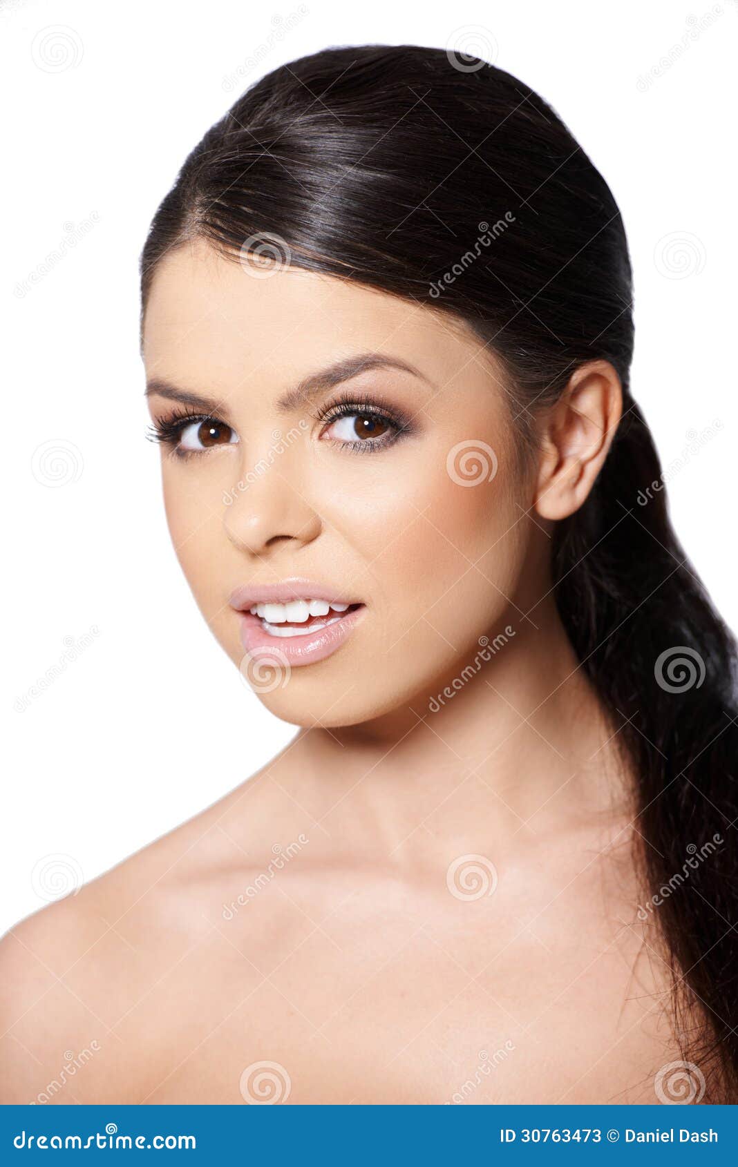 Pretty Girl Portrait Over White Background Stock Image - Image of hair ...