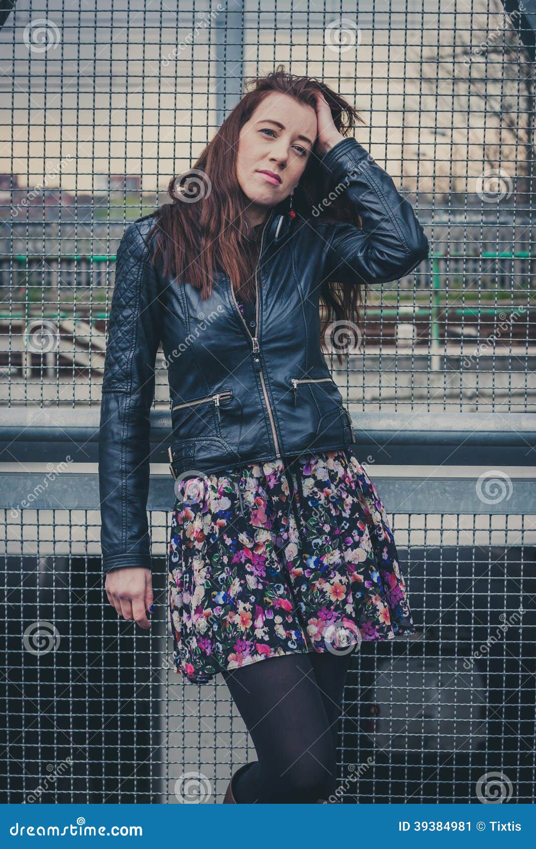 Pretty Girl Posing on a Bridge Stock Image - Image of hair, girl: 39384981