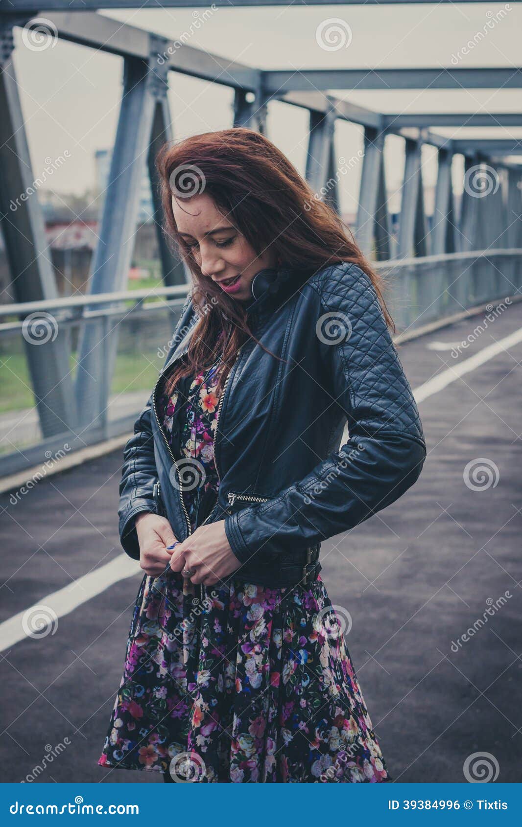 Pretty Girl Posing on a Bridge Stock Photo - Image of people, fashion ...