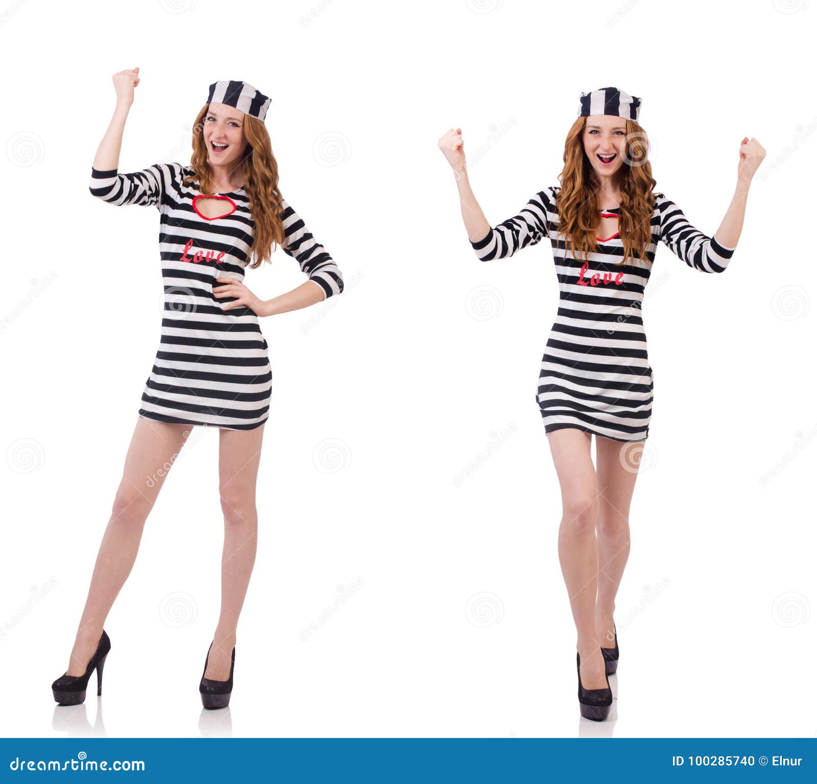 The Pretty Girl in Prisoner Uniform Isolated on White Stock Photo ...