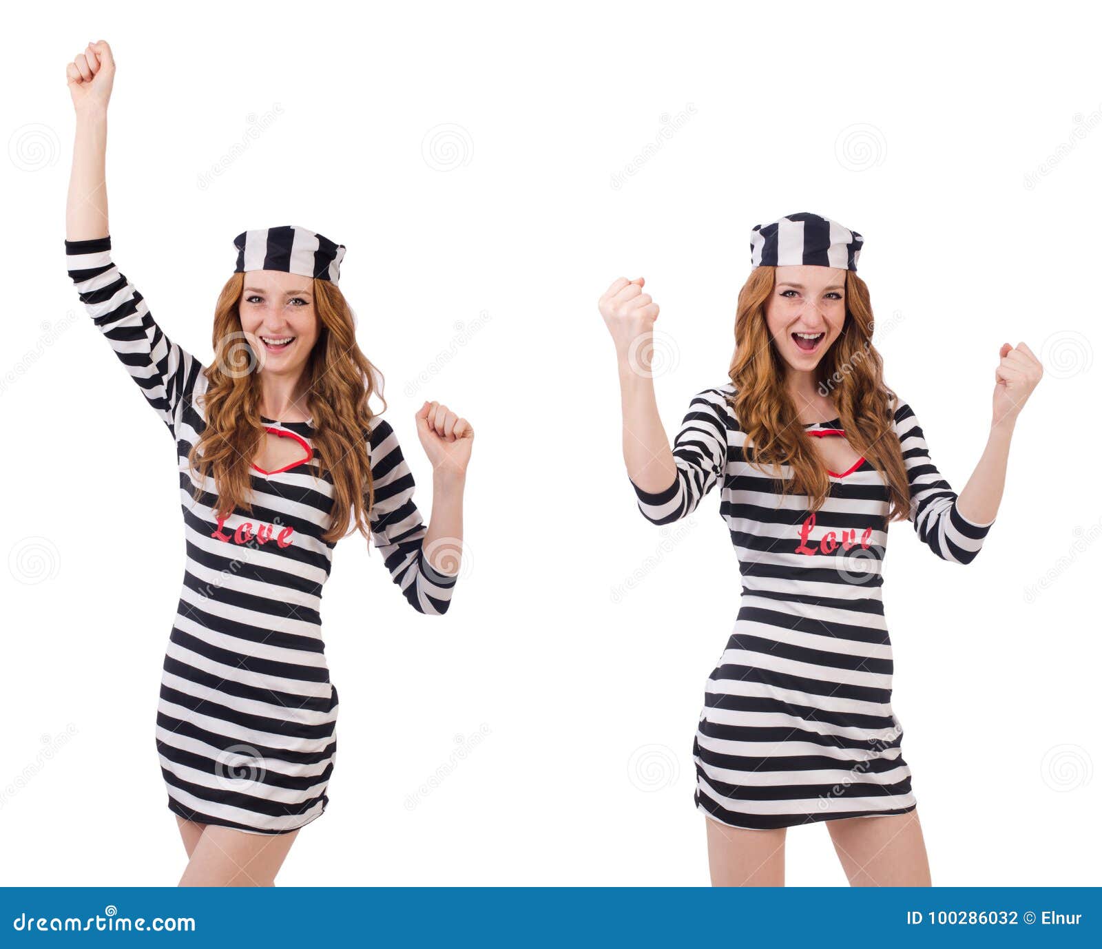 The Pretty Girl in Prisoner Uniform Isolated on White Stock Photo ...