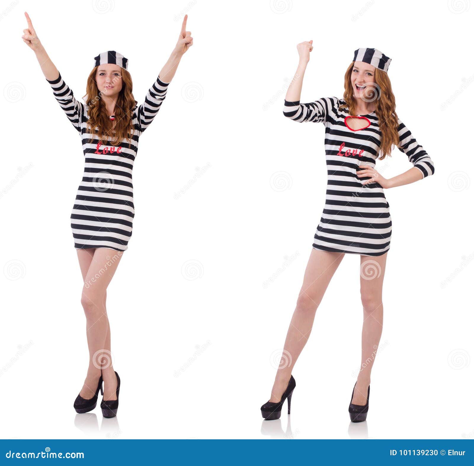 The Pretty Girl in Prisoner Uniform Isolated on White Stock Photo ...