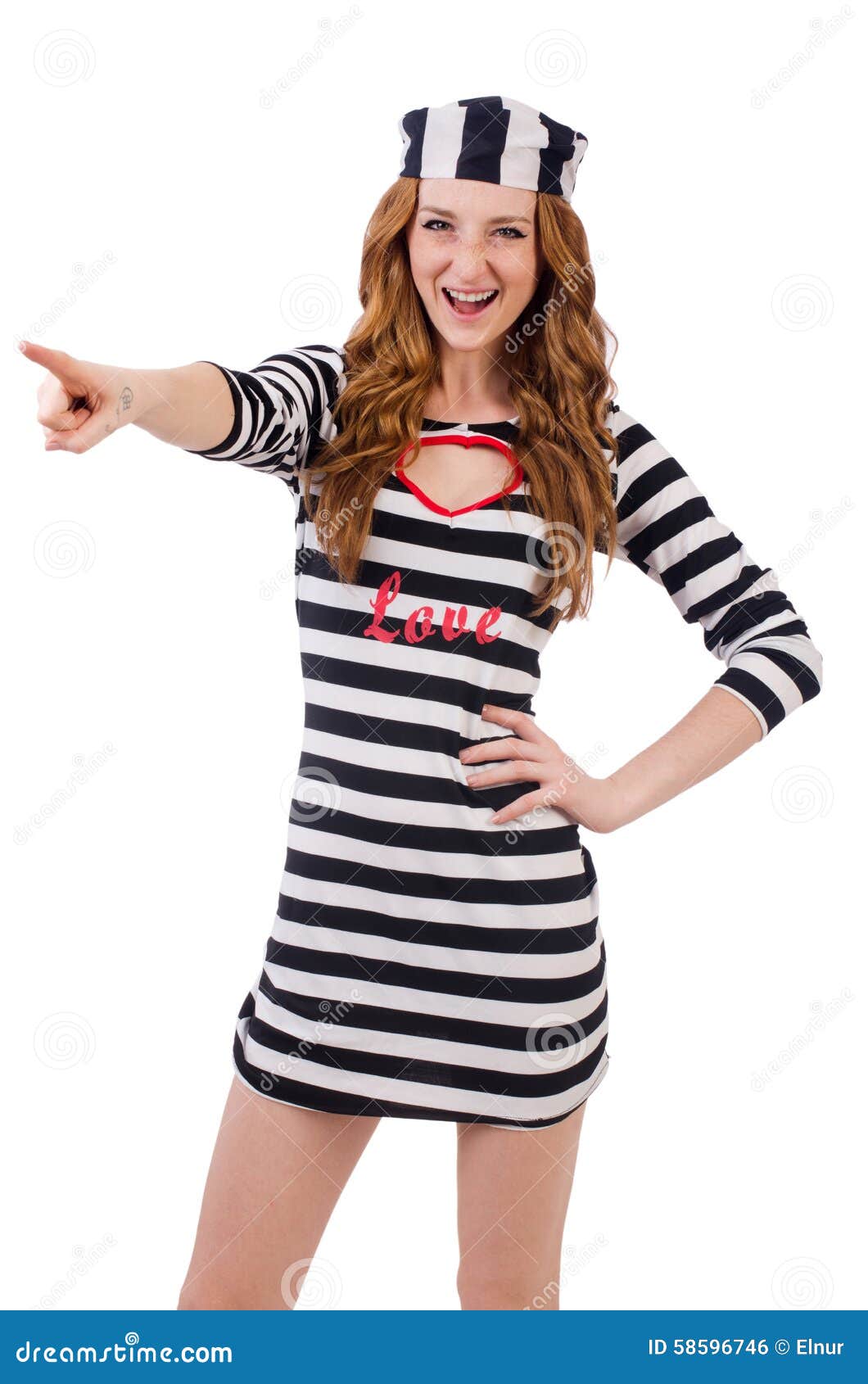 Pretty Girl in Prisoner Uniform Isolated on White Stock Photo - Image ...