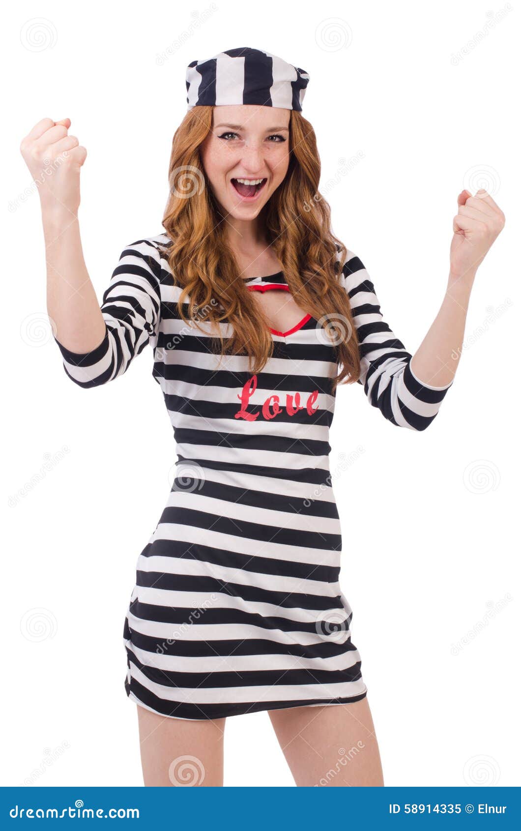 Pretty Girl in Prisoner Uniform Isolated on White Stock Image - Image ...