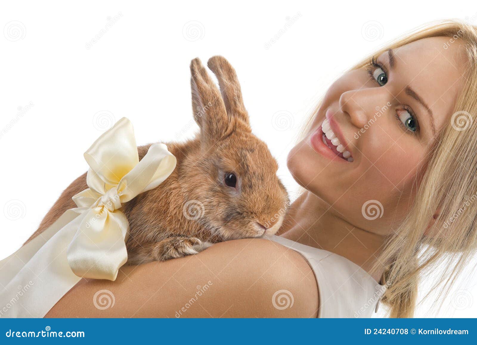 Pretty girl with a rabbit stock photo. Image of caucasian - 24240708