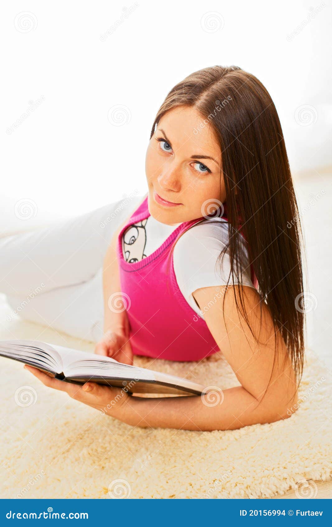 Pretty Girl Reading Book Indoor Stock Photo - Image of indoor ...