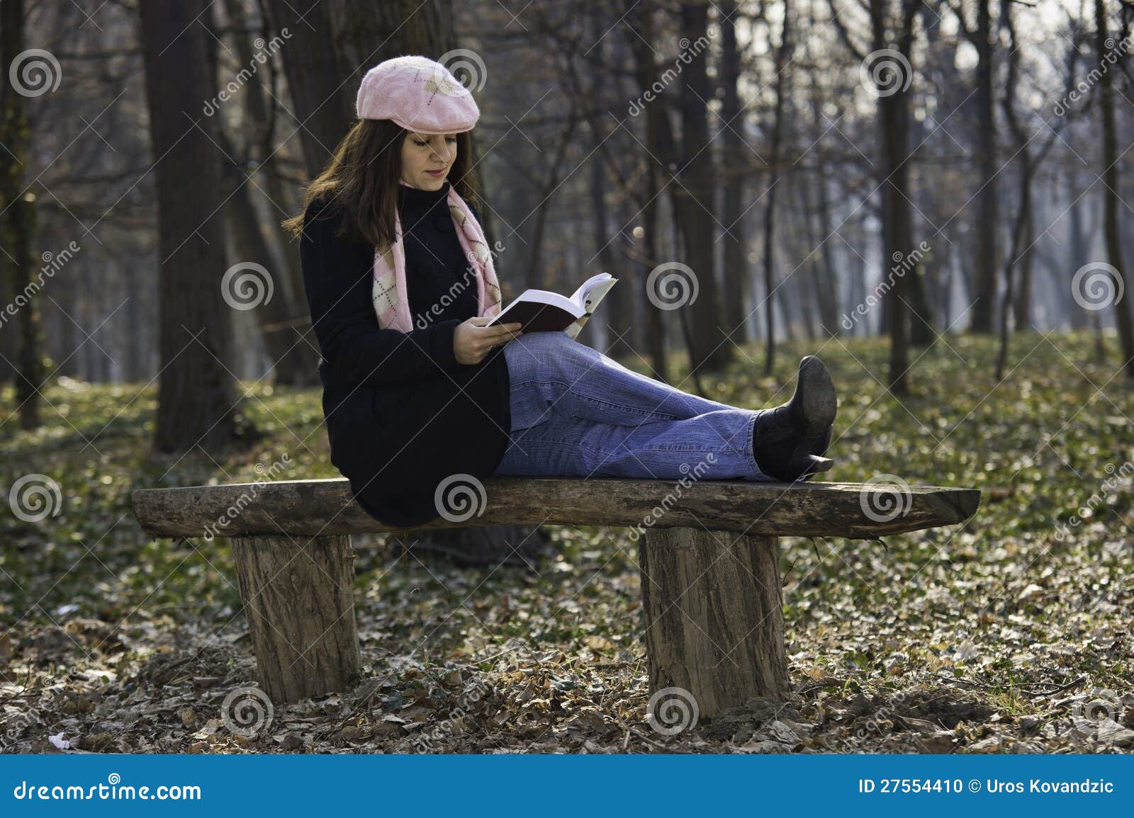 Pretty Girl Reading Outdoors Stock Photo - Image of caucasian, clever ...