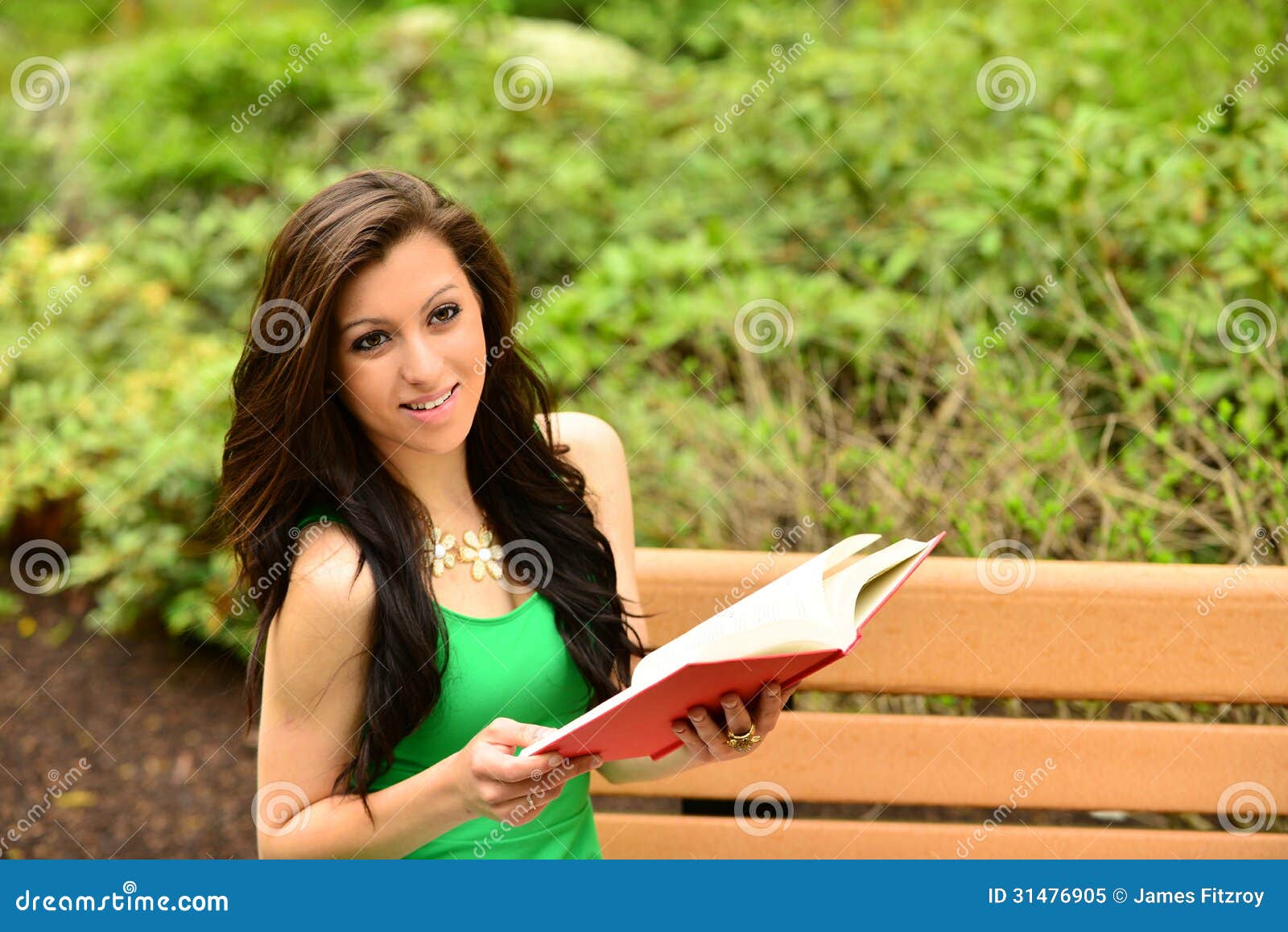 Pretty Girl Reading Outdoors Stock Image - Image of portrait, outdoors ...