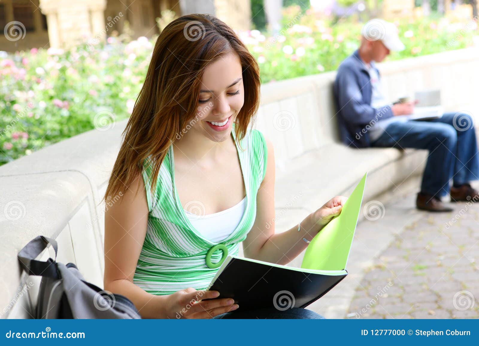Pretty Girl Reading at School Stock Photo - Image of sitting, pretty ...
