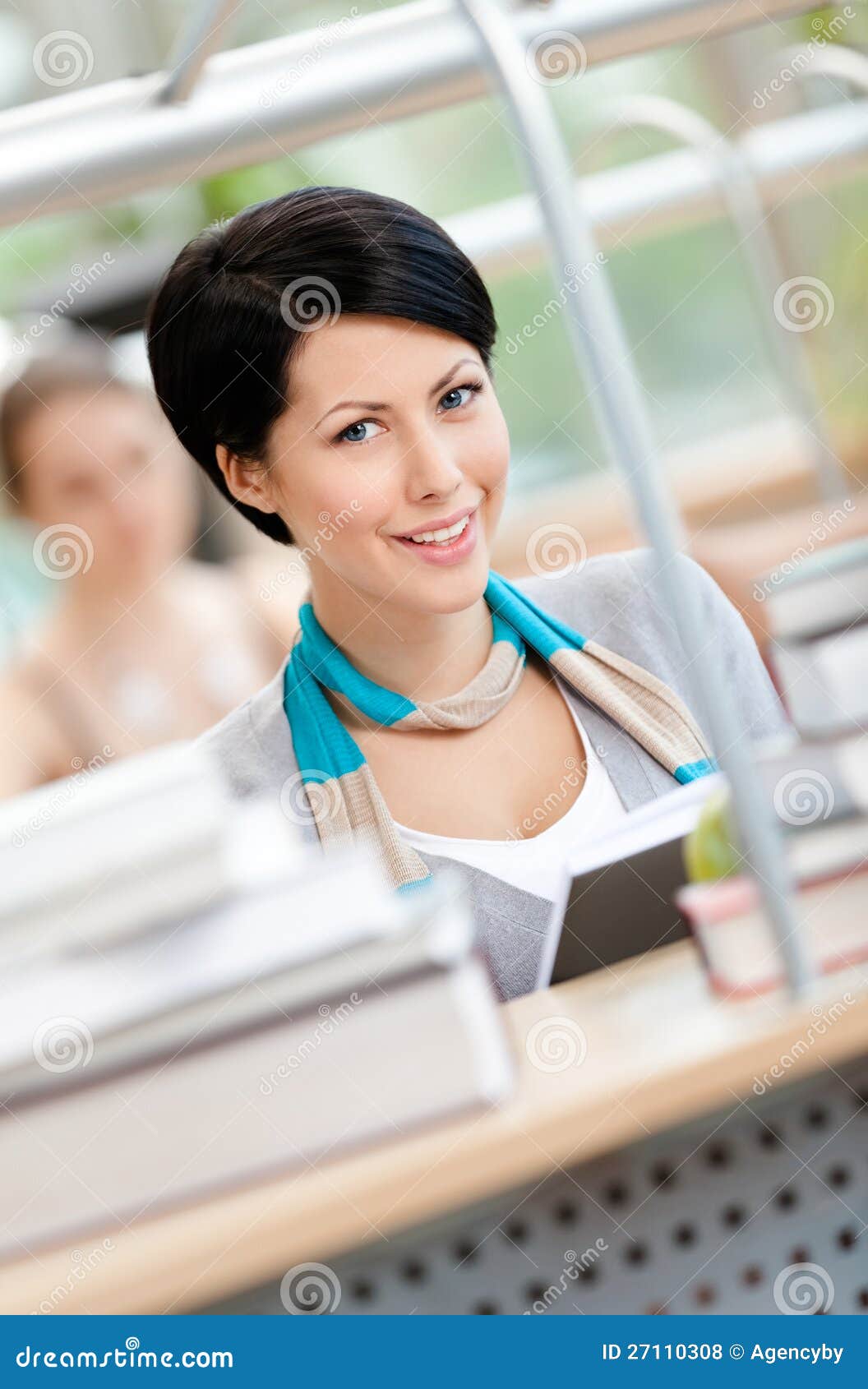 Pretty Girl Reads at the Library Stock Photo - Image of information ...