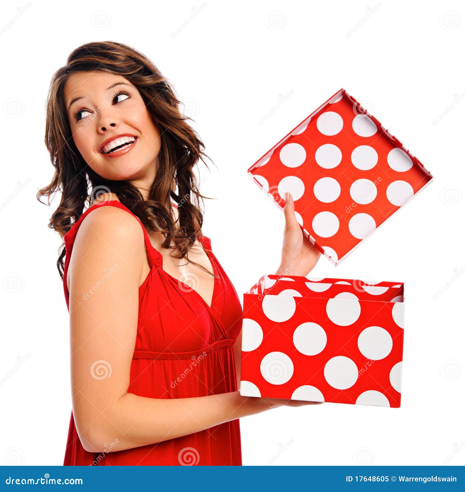 Pretty Girl Receives a Present Stock Image - Image of pretty, isolated ...