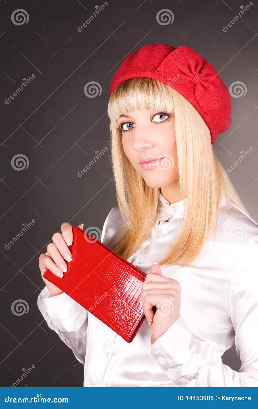 Pretty girl in a red cap stock image. Image of person - 14453905