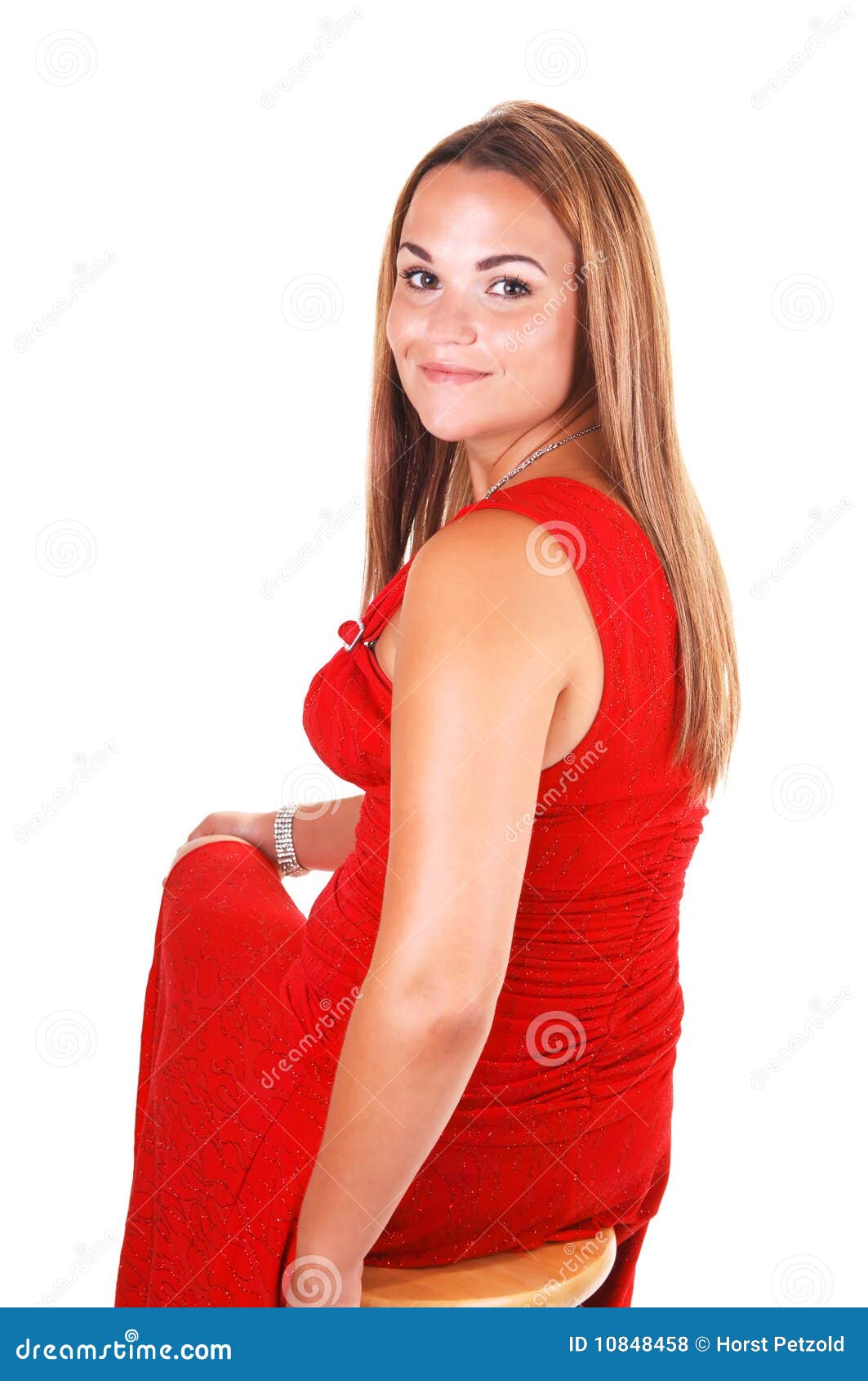 Pretty girl in red dress. stock photo. Image of long - 10848458